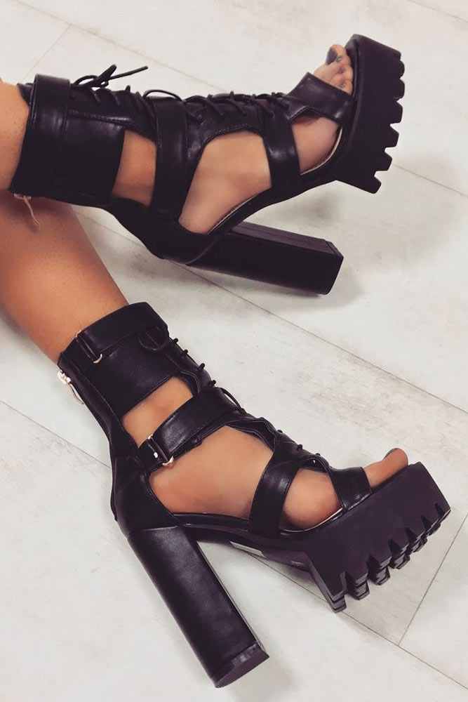 36 Hottest Black Strappy Heels Designs