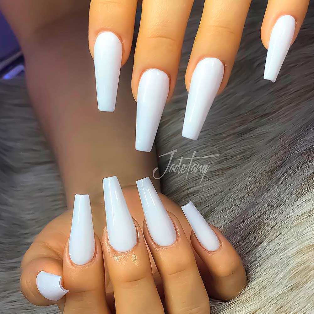 The Most Stylish Ideas For White Coffin Nails Design