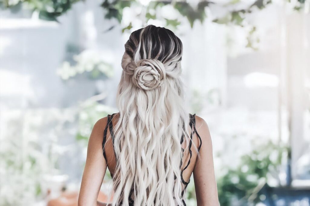 Creative Rose Hairstyles for Long Tresses